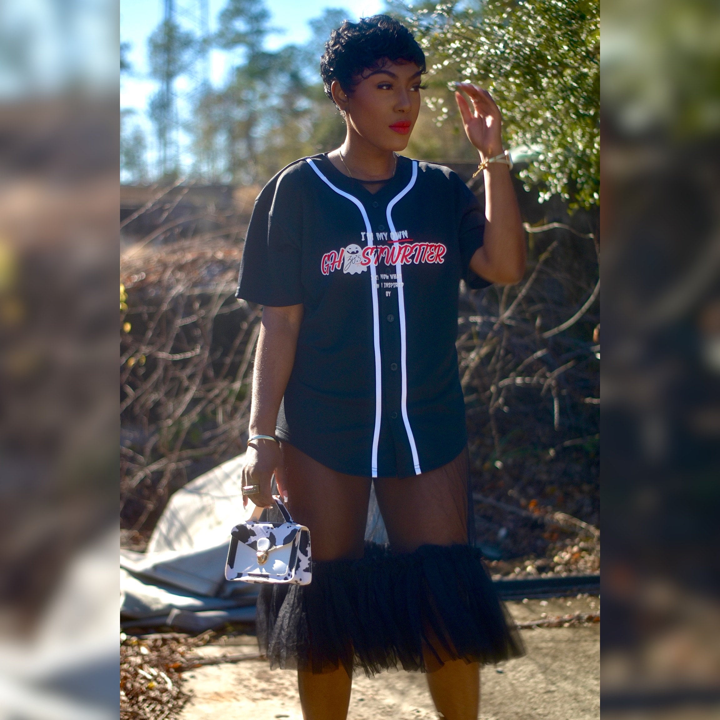 Ghostwriter Baseball Jersey (BLACK) | Thirty and Five Clothing (30:5)